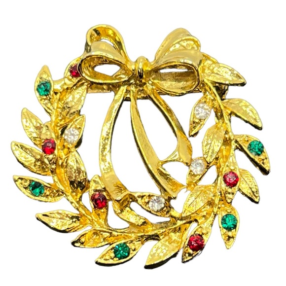 Eisenberg | Jewelry | Eisenberg Ice Gold Tone Red Green Rhinestone ...